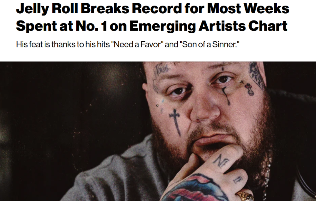 Jelly Roll Independently Breaks Record for Most Weeks Spent at ...